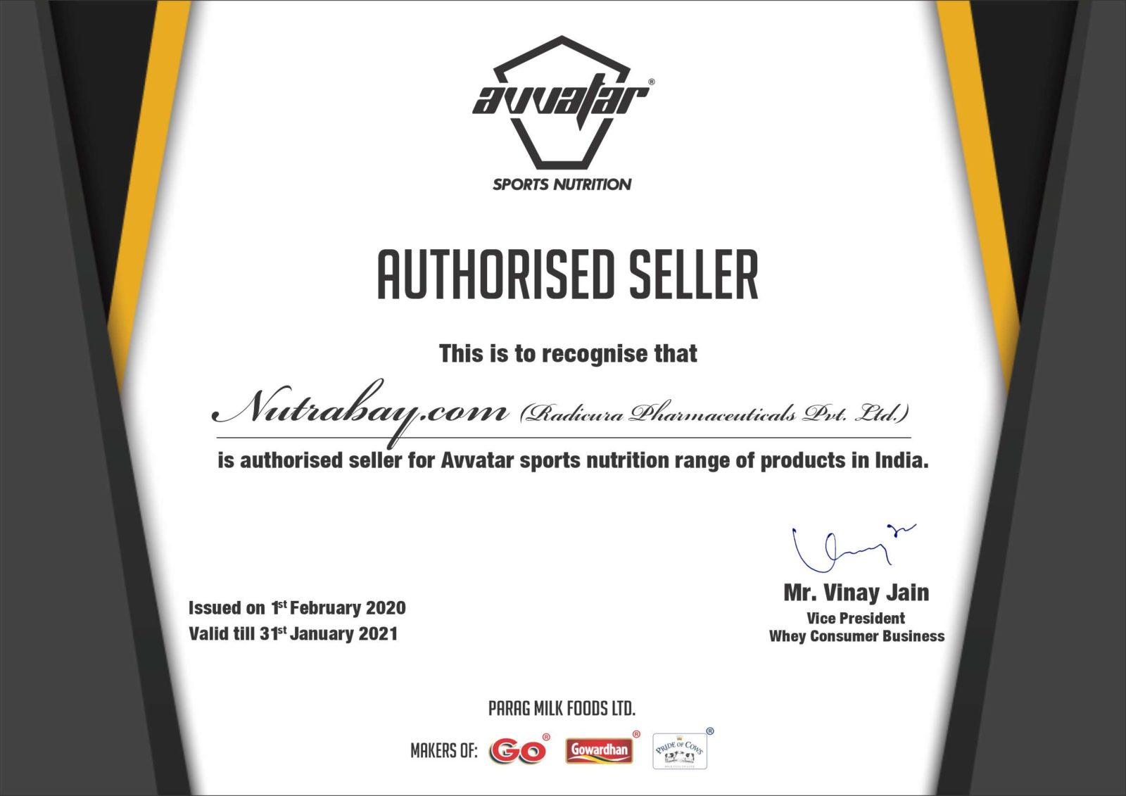 Avvatar Absolute 100% Whey Protein - NUTRABAY™