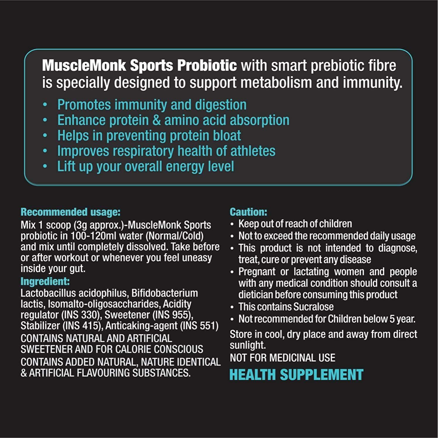 Muscle Monk Sports Probiotic- For Better Gut Health with Smart ...