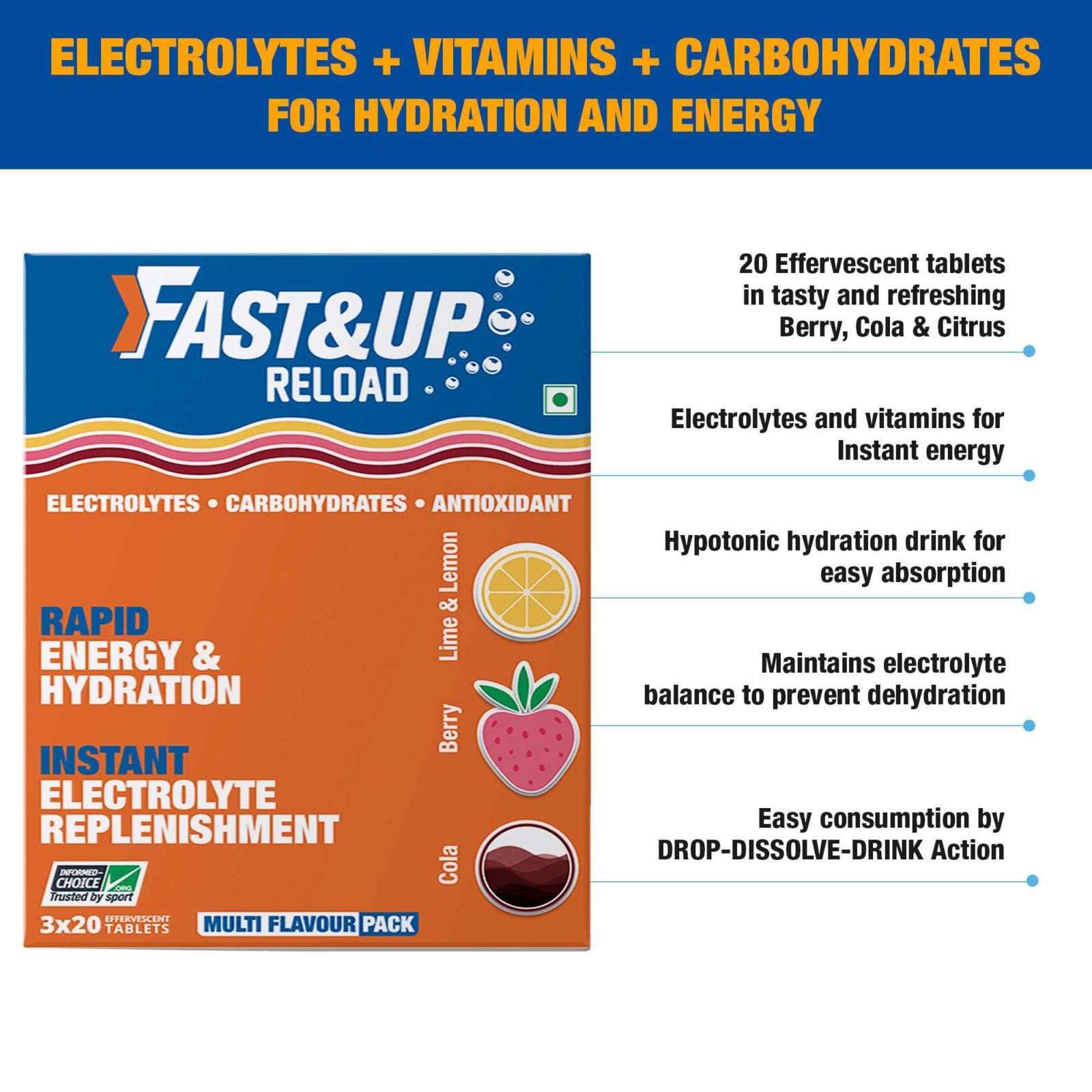 Fast&Up Reload (Electrolytes) for Instant Energy & Hydration Sports ...