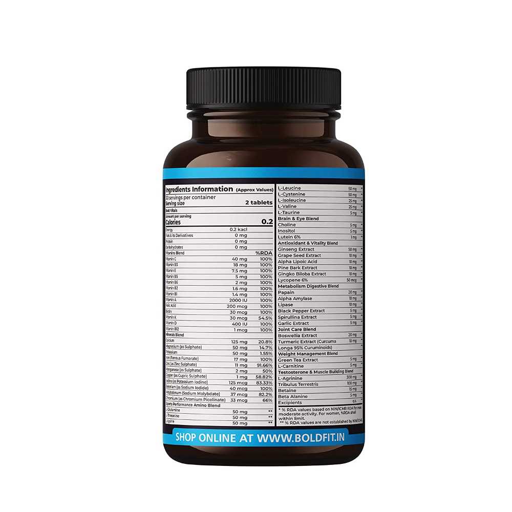 Boldfit Bold Vitals Sports Multivitamin Supplements with Over 55 ...