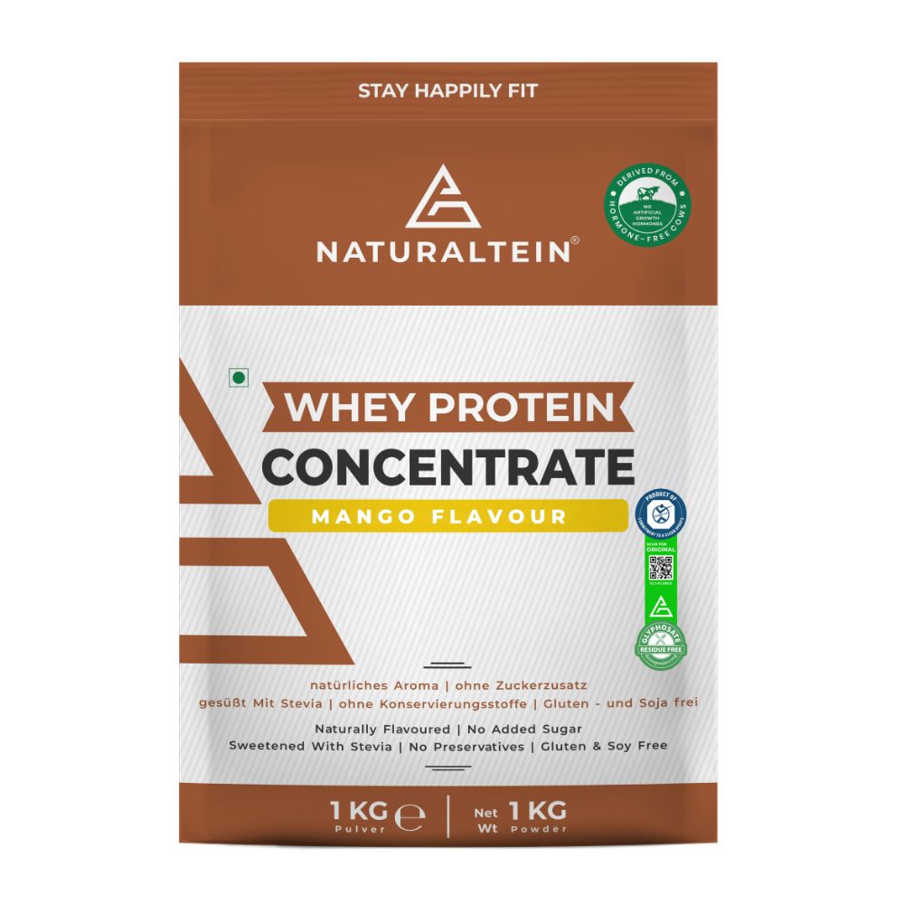 Naturaltein Whey Protein Concentrate ( 1 Kg (2.2 Lb), Mango) | NUTRABAY™